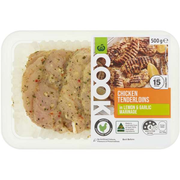 Woolworths Chicken Tenderloins In Lemon and Garlic Marinade 500g | bunch