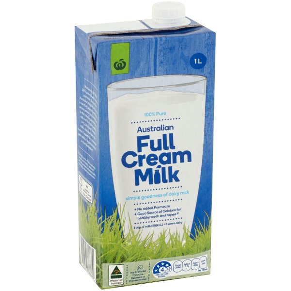 Woolworths Full Cream Long Life Milk UHT 1L | bunch